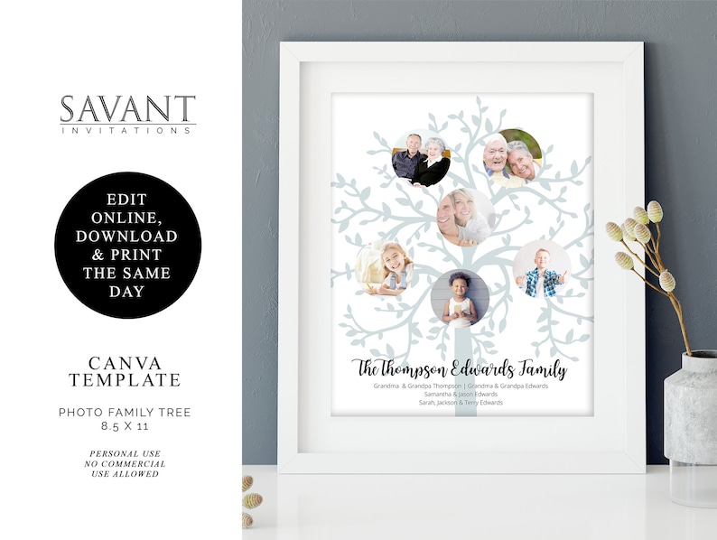 Family Tree Canva Template Geneology Editable Printable - Etsy