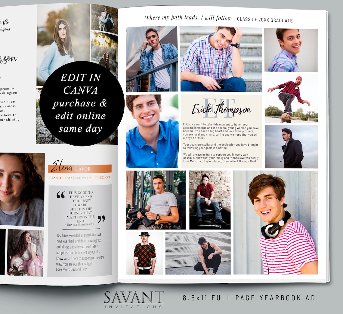 Yearbook Ad Template Canva Template DIY Editable Template - Etsy