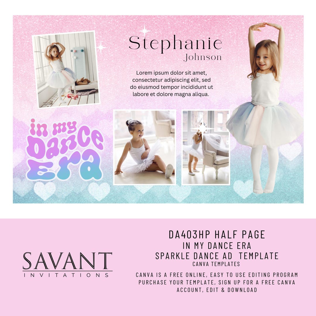 NEW! Half Page in My Dance Era Recital Ad Template - Yearbook Tribute ...