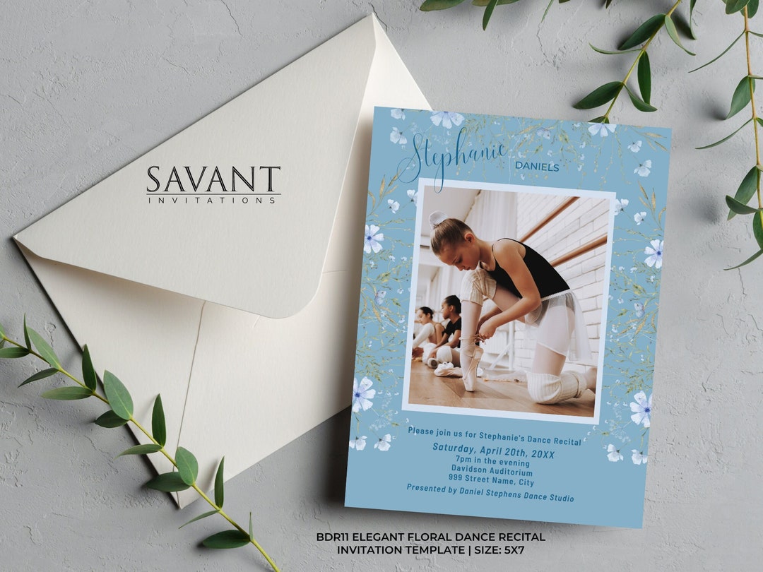 Elegant Floral Dance Recital Invitation Template - Dance Templates ...