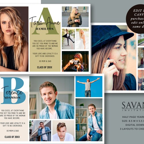 Graduation Yearbook Ad Canva Template Editable Yearbook - Etsy