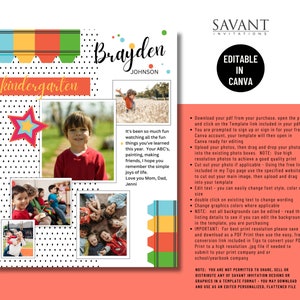 New! Full Page Kindergarten Yearbook Ad Tribute Template - Preschool ...