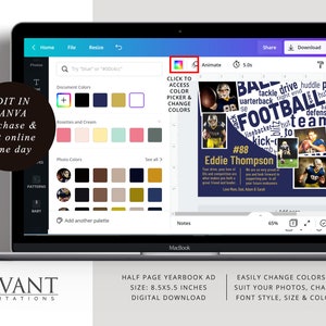 Half Page Football Yearbook Ad Template, Sports Program Ad, Editable in ...