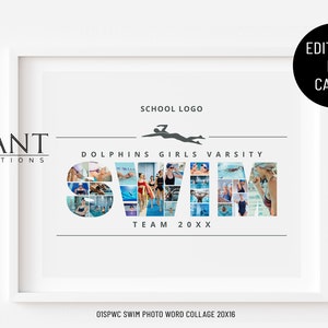 Girls Swim Photo Collage Editable Sports Team Poster Template ...