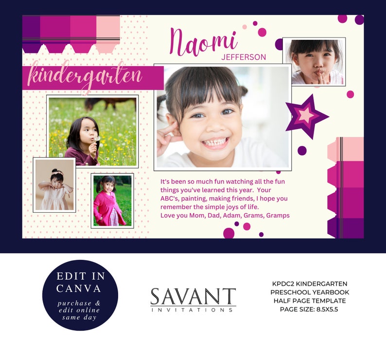New! Kindergarten Preschool Yearbook Ad Tribute Template - Pretty in ...