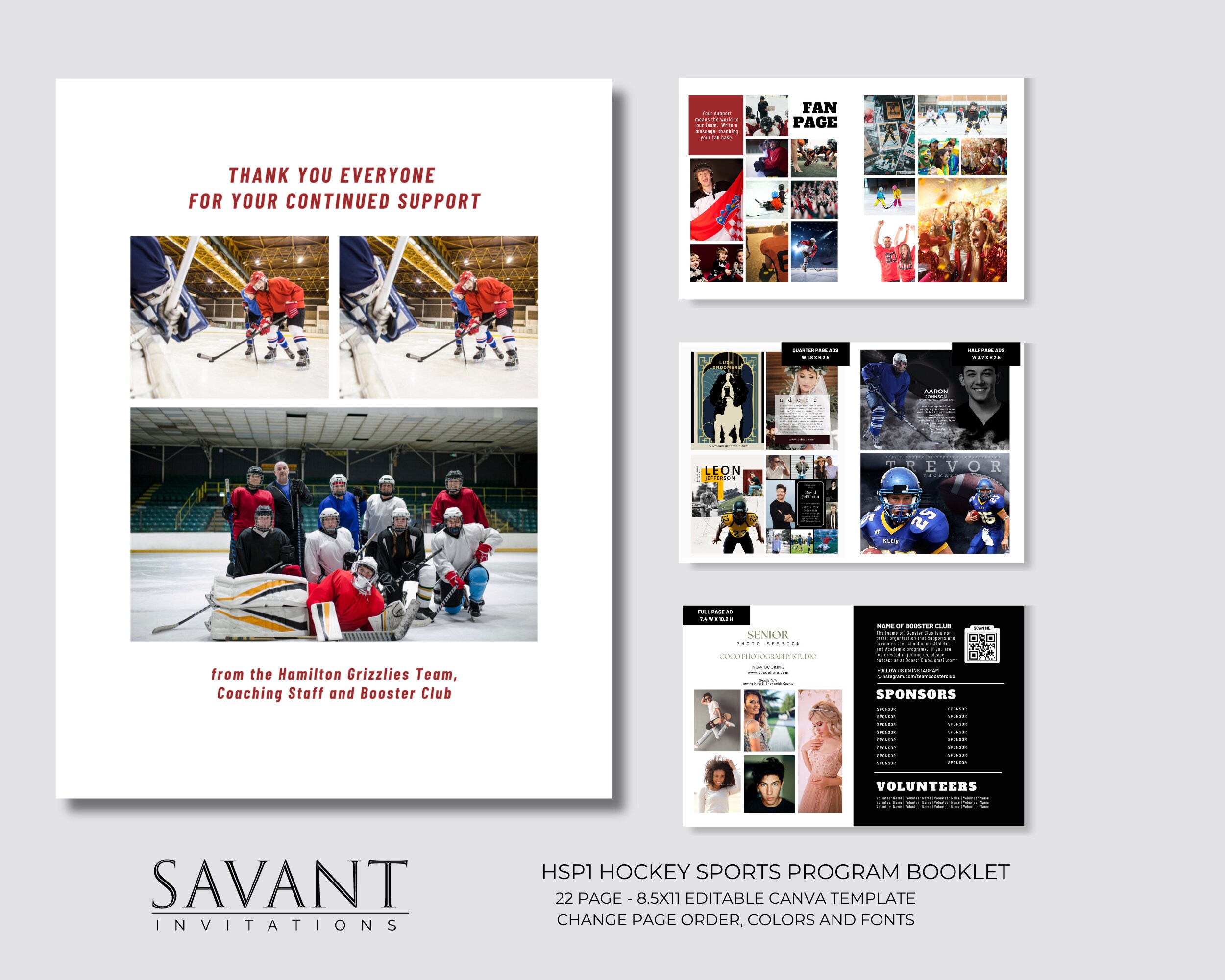 Hockey Program Template - Senior Night Sports - Customize for Your Team ...