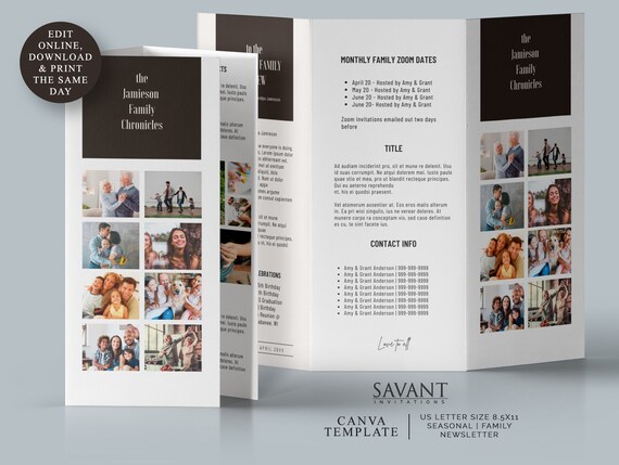 Trifold Family Newsletter Photo Collage Newsletter US - Etsy