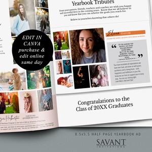 Yearbook Ad - Half Page, Graduation Yearbook Ad, Yearbook Tribute Ad ...