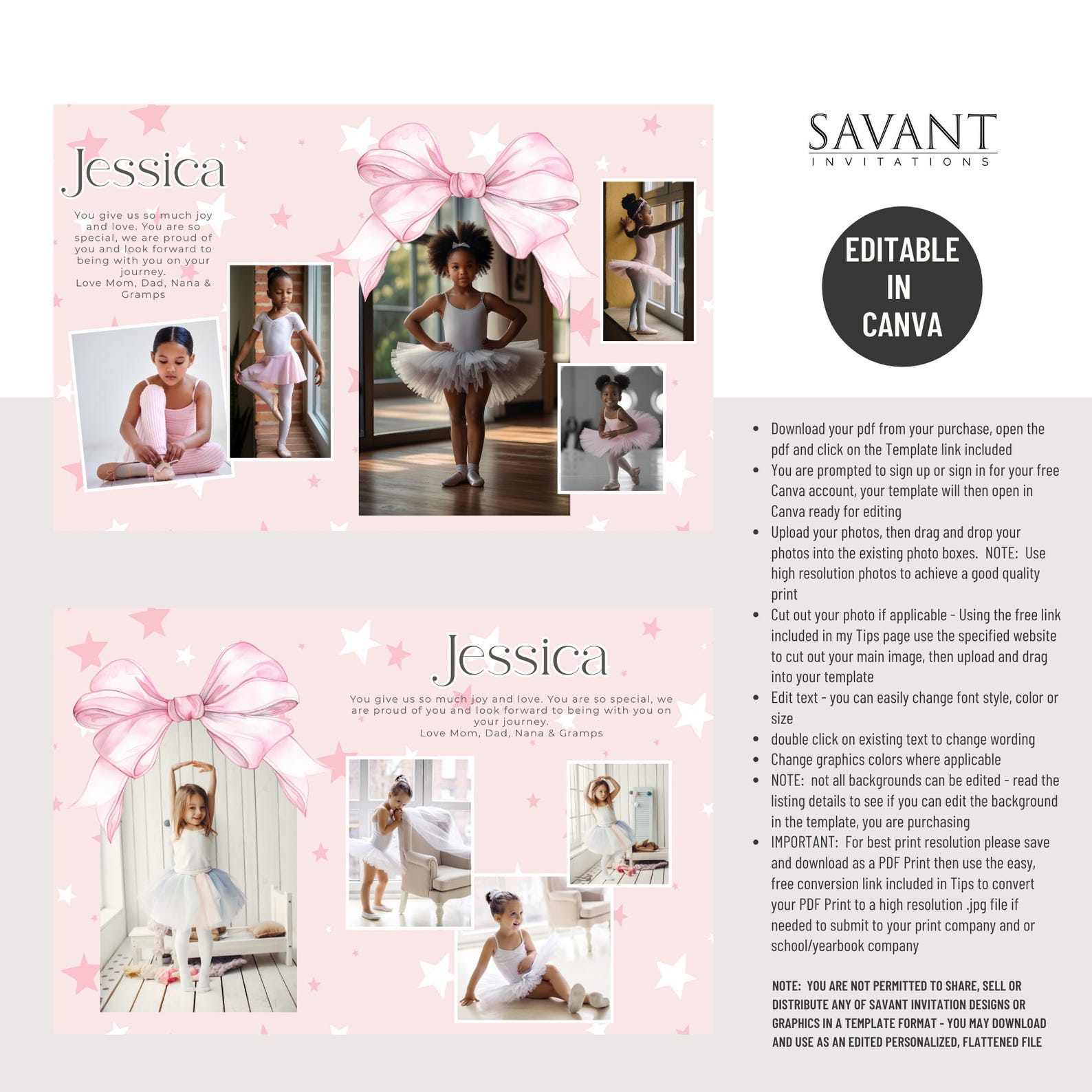 NEW! Half Page Pink Bow and Purple Bow Coquette Dance Recital Ad ...