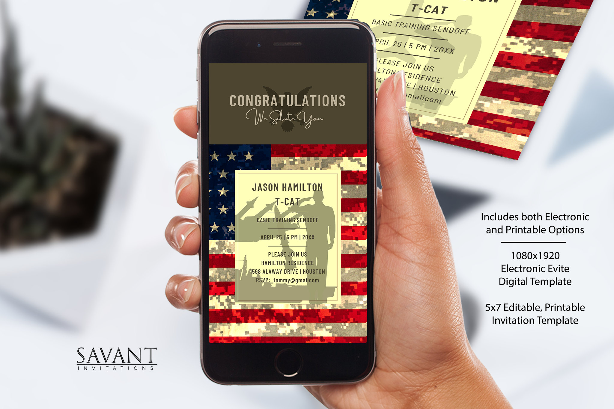 Military Party Invitation, Editable 5x7 Card Electronic Party ...