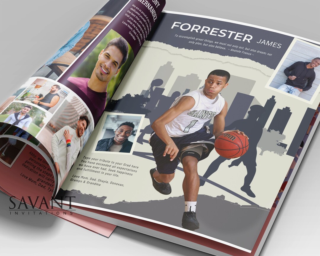 Yearbook Graduation Tribute Ad Full Page Template - Basketball Sports ...