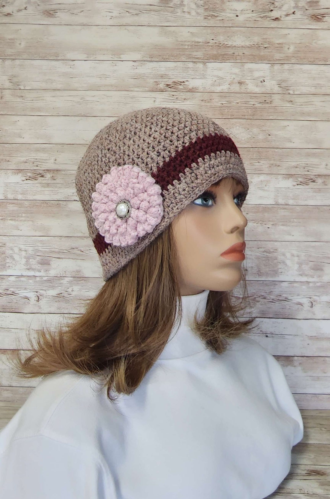 1920s Vintage Style Cloche With Flower, 1920s Womens Winter Hat, Womens ...