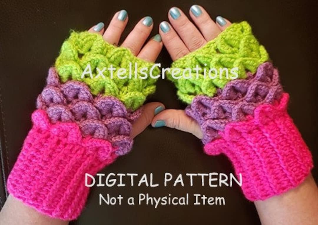 Childrens Dragon Scale Gloves Pattern, Childrens Fingerless Gloves for ...