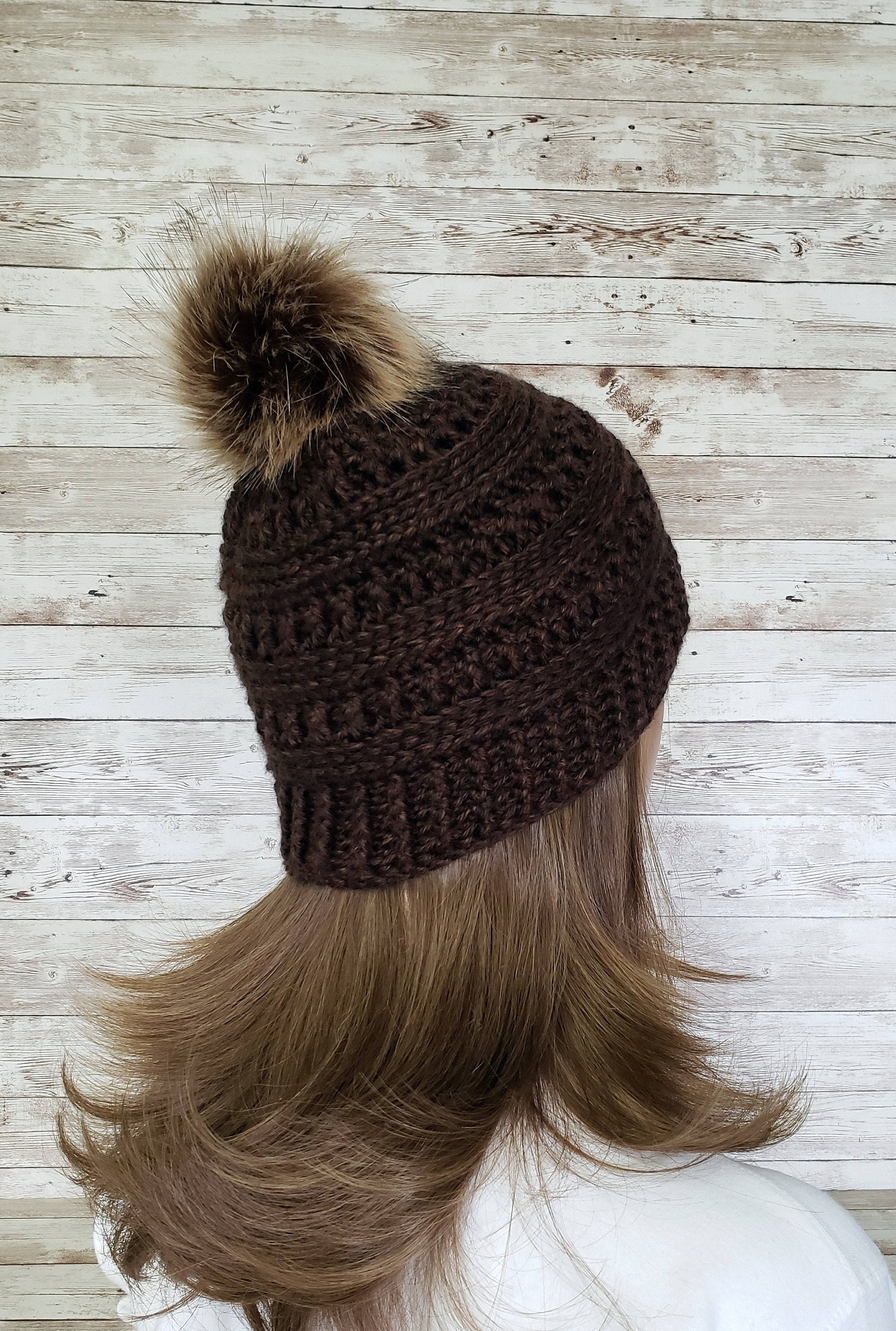 Brown Adult Winter Hat Pom Pom Beanie Womens Winter Hat | Etsy