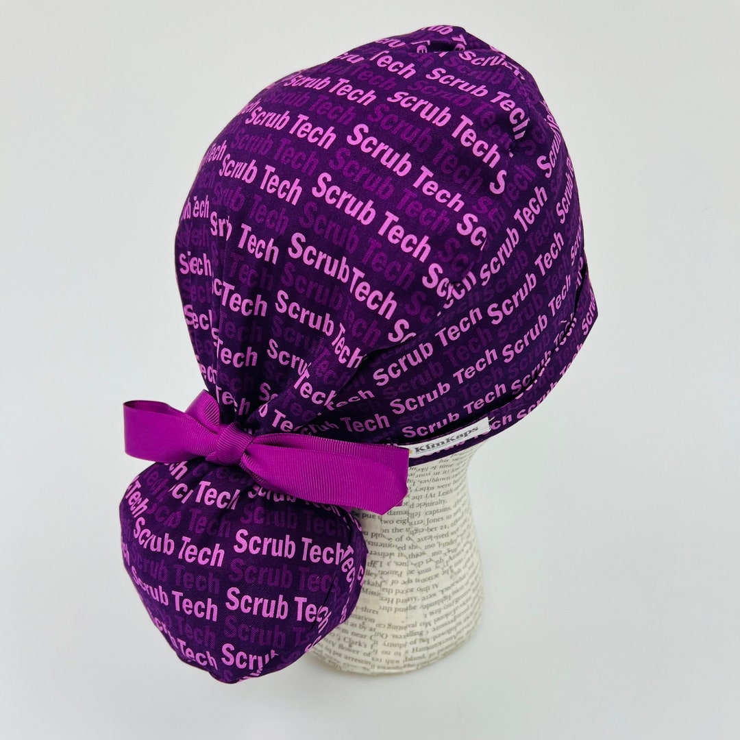 Scrub Hat by Kimkaps Surgical Hat Ponytail Scrub Cap Ribbon Scrub Hat Shades of Purple Scrub ...