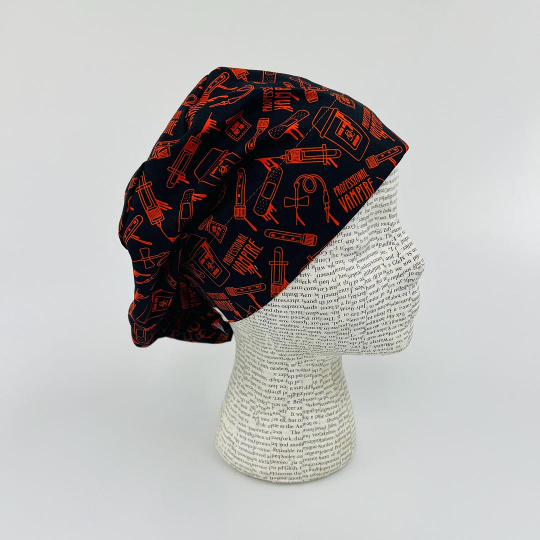 Scrub Hat by Kimkaps Surgical Hat European Scrub Cap Black Red ...