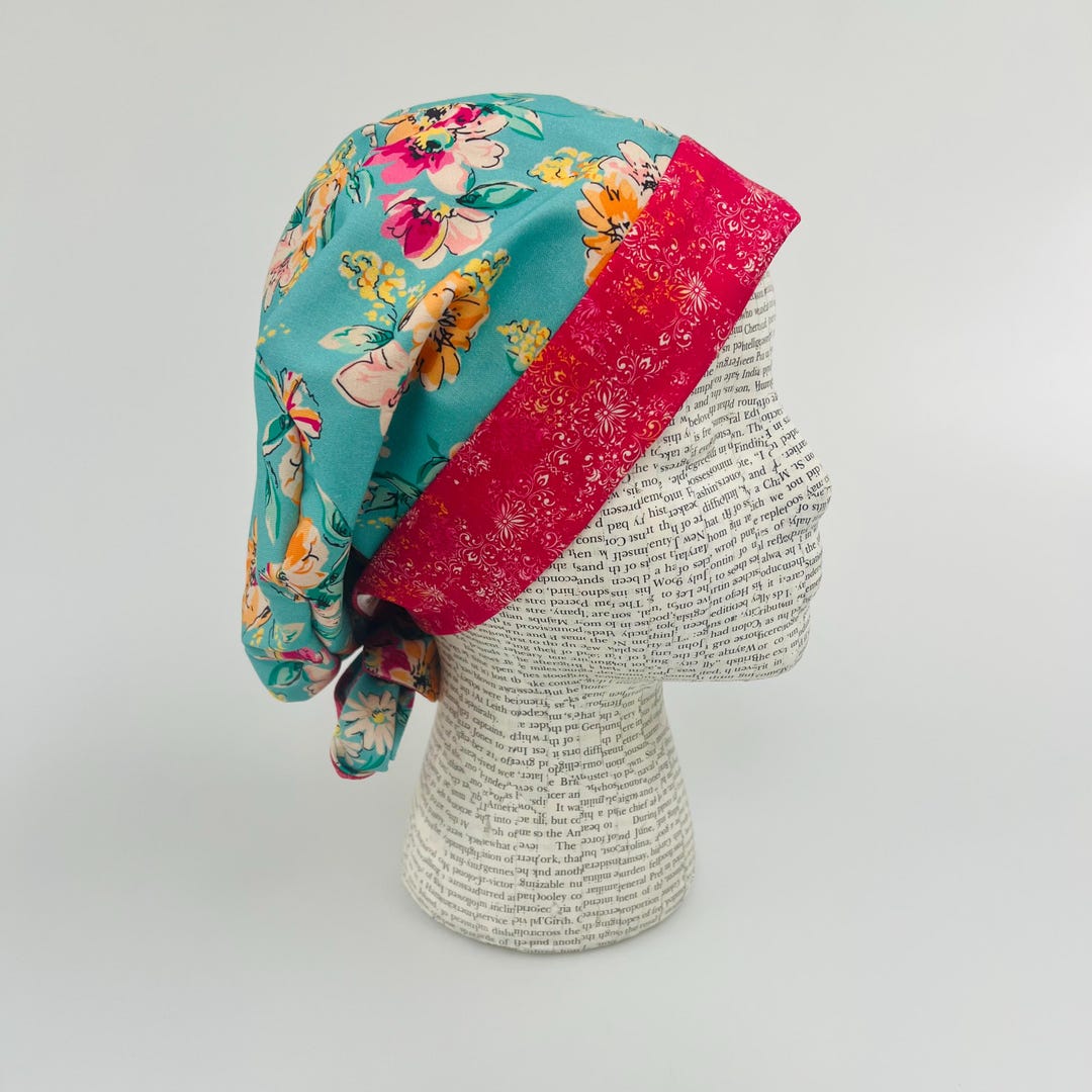 Scrub Hat by Kimkaps Surgical Hat Tie Back Scrub Cap Green Orange Pink ...