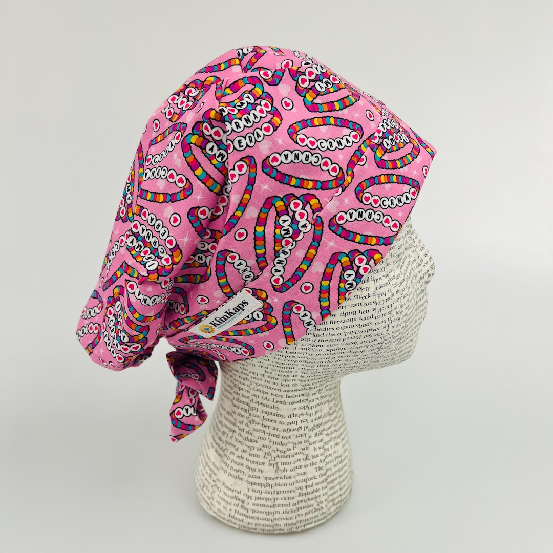Scrub Hat by Kimkaps Surgical Hat Tie Back Scrub Cap Pink Purple Teal White in My CRNA Era ...