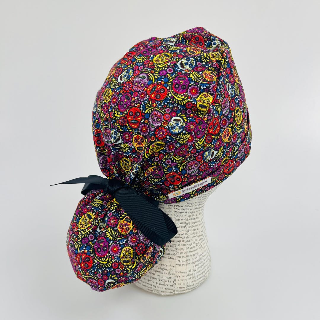Scrub Hat by Kimkaps Surgical Hat Ponytail Scrub Cap Ribbon Scrub Hat Black Red Yellow Purple ...