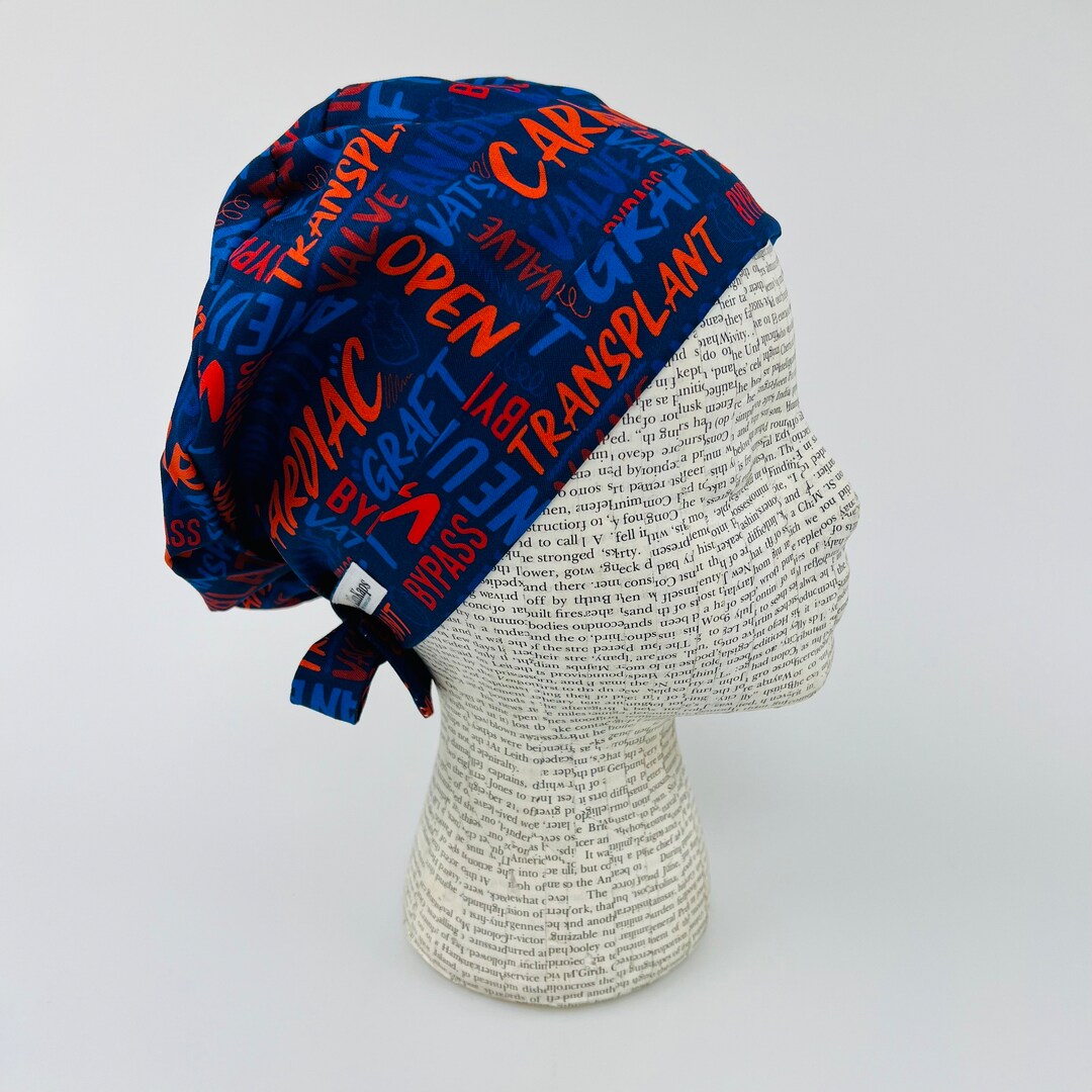 Scrub Hat by Kimkaps Surgical Hat Tie Back Scrub Cap Dark Navy Blue Red ...