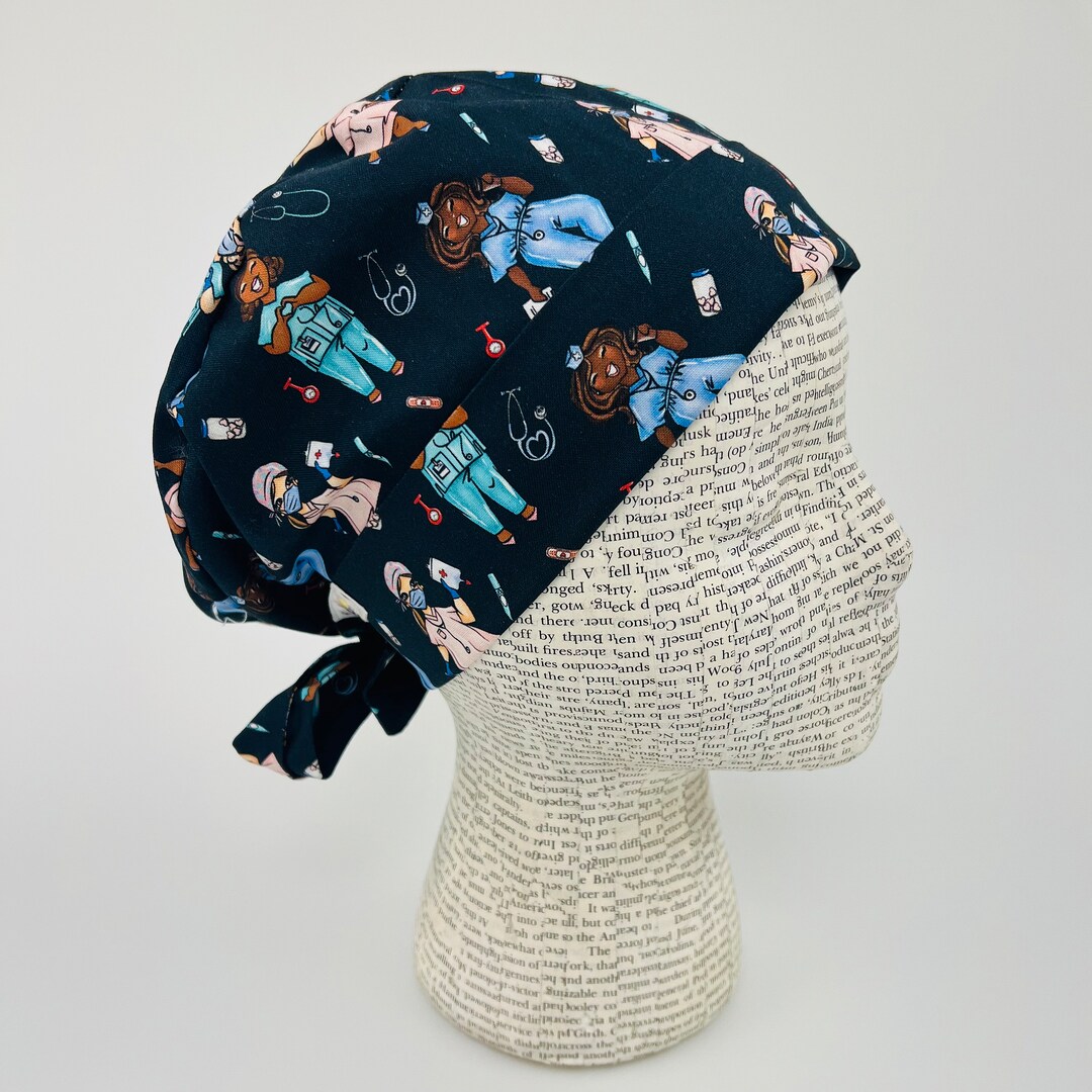 Scrub Hat by Kimkaps Surgical Hat Tie Back Scrub Cap Black Blue Teal ...