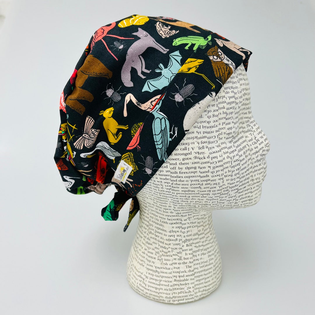 Scrub Hat by Kimkaps Surgical Hat Tie Back Scrub Cap Black Green Red ...