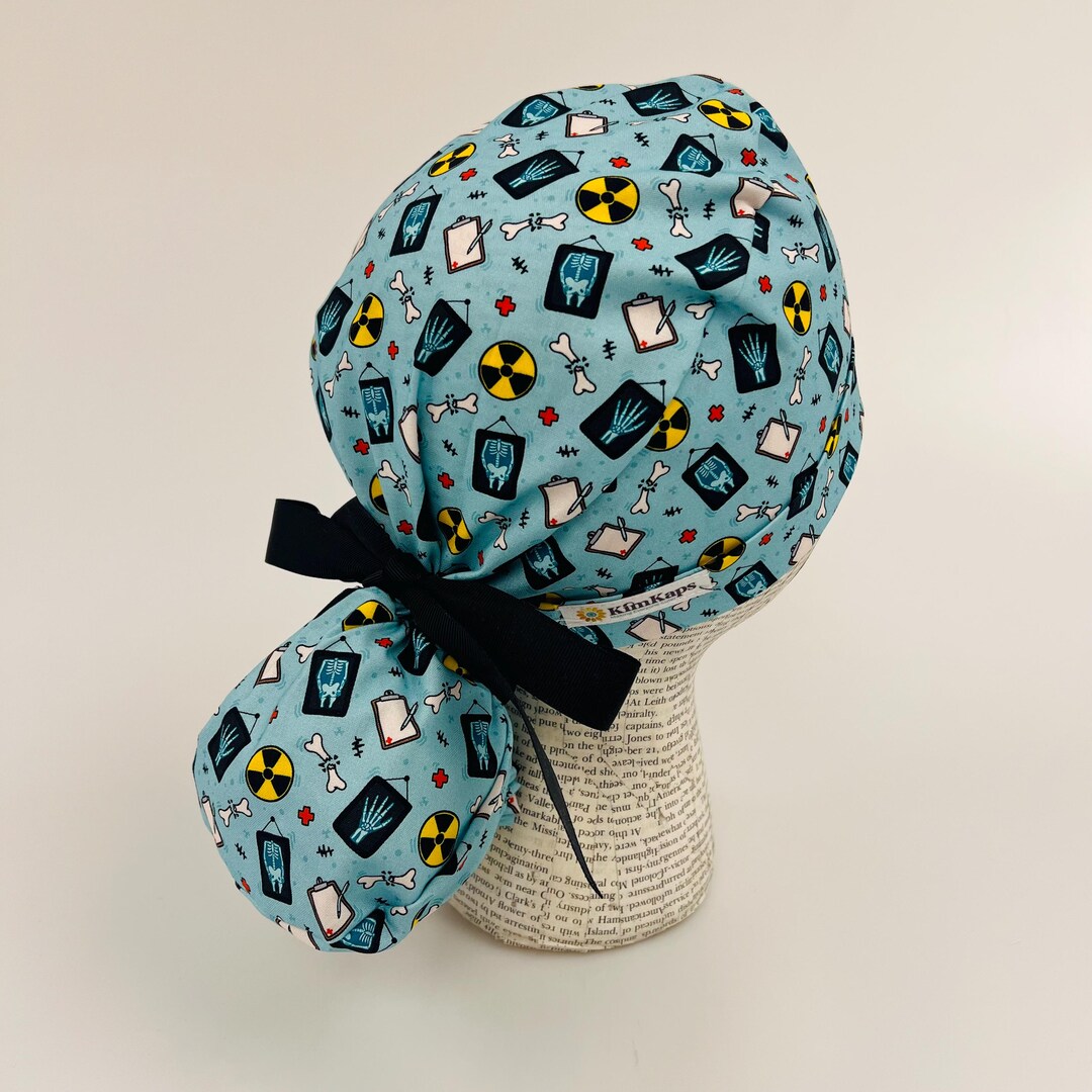 Scrub Hat by Kimkaps Surgical Hat Ponytail Scrub Cap Ribbon Scrub Hat Blue Teal Black White X ...