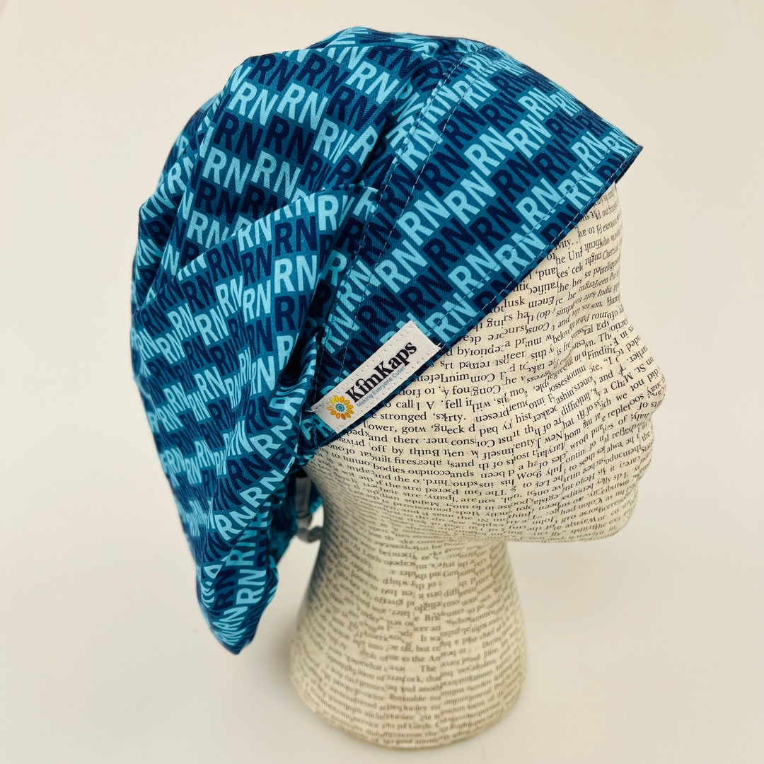 Scrub Hat by Kimkaps Surgical Hat Bouffant Scrub Cap Traditional Bouffant Shades of Blue Teal RN ...