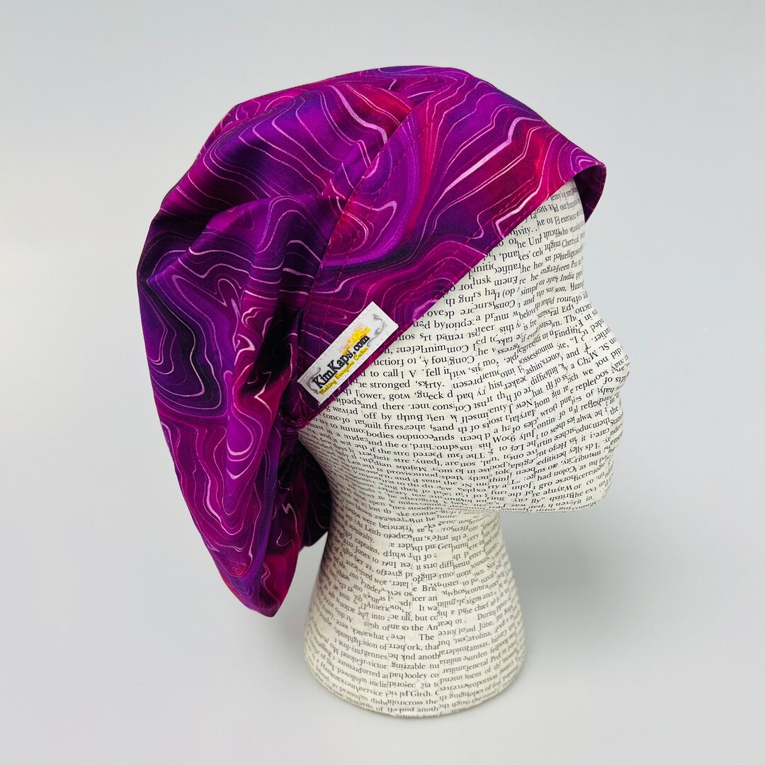Scrub Hat by Kimkaps Surgical Hat Bouffant Scrub Cap Traditional Bouffant Purple White Gray ...