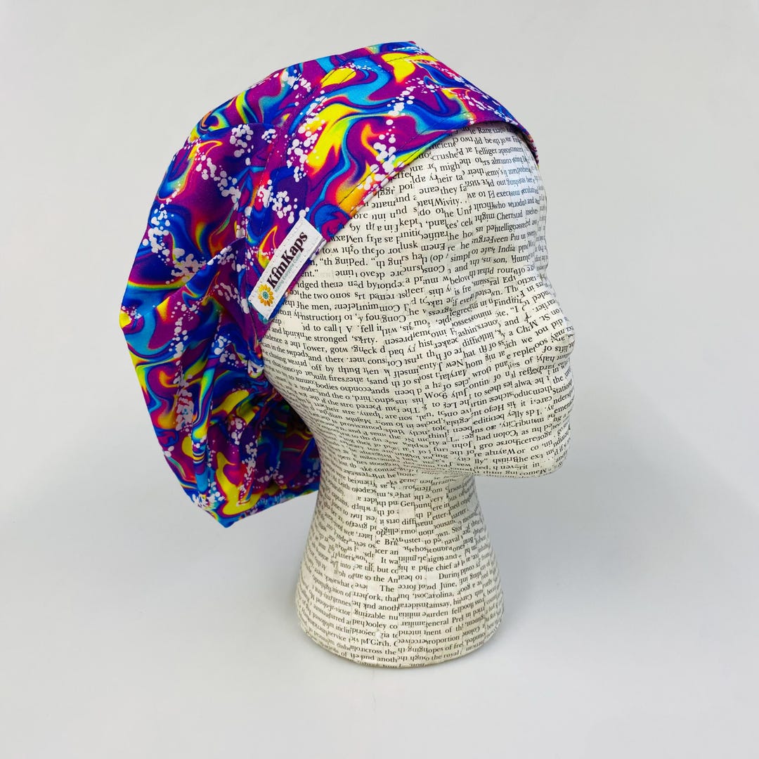 Scrub Hat by Kimkaps Surgical Hat Bouffant Scrub Cap Traditional Bouffant Purple Pink Blue ...