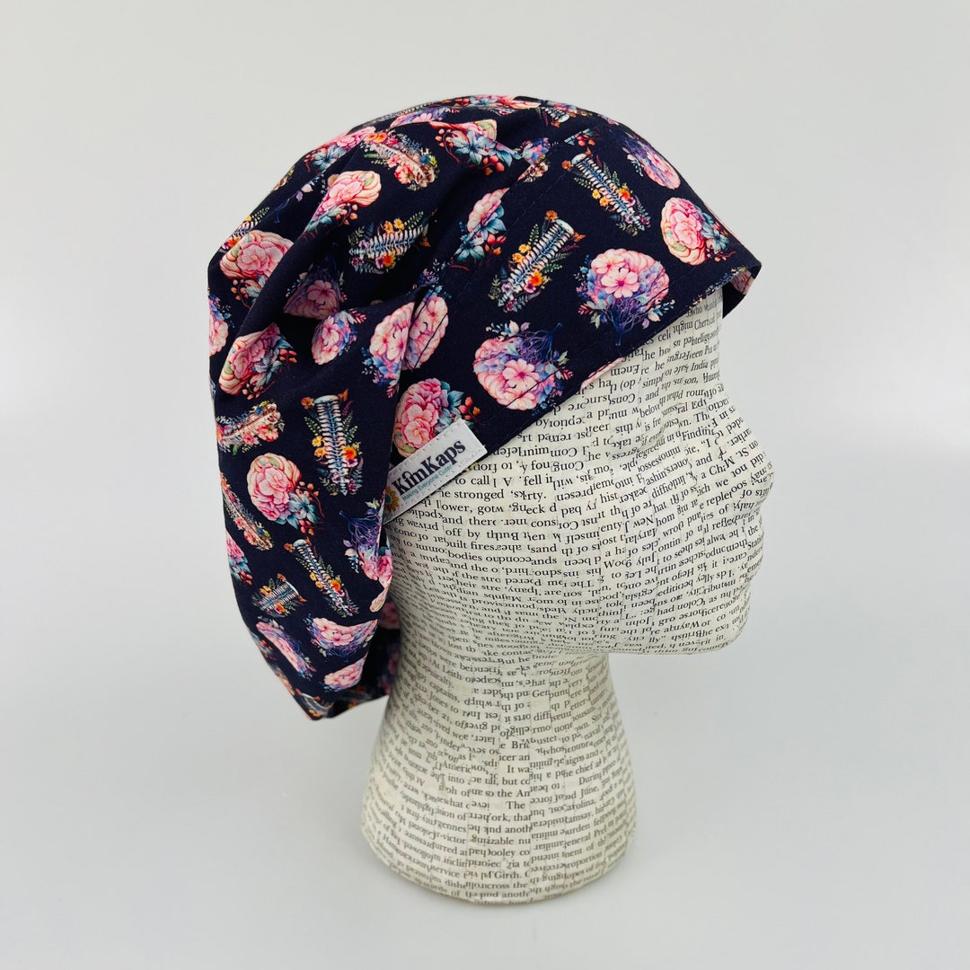 Scrub Hat by Kimkaps Surgical Hat Bouffant Scrub Cap Traditional Bouffant Purple Pink Brains ...