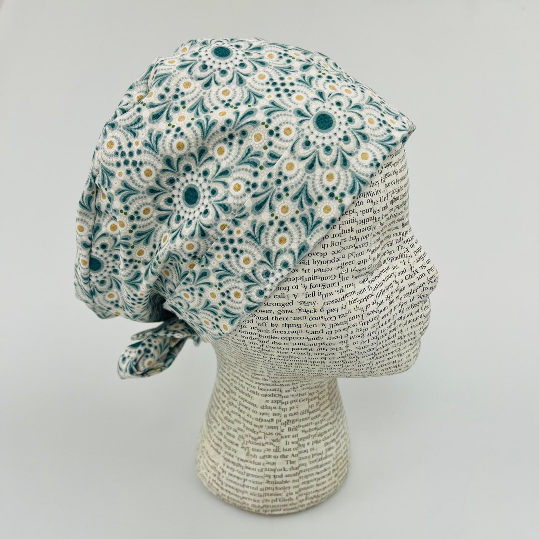 Scrub Hat by Kimkaps Surgical Hat Tie Back Scrub Cap Teal Yellow White ...