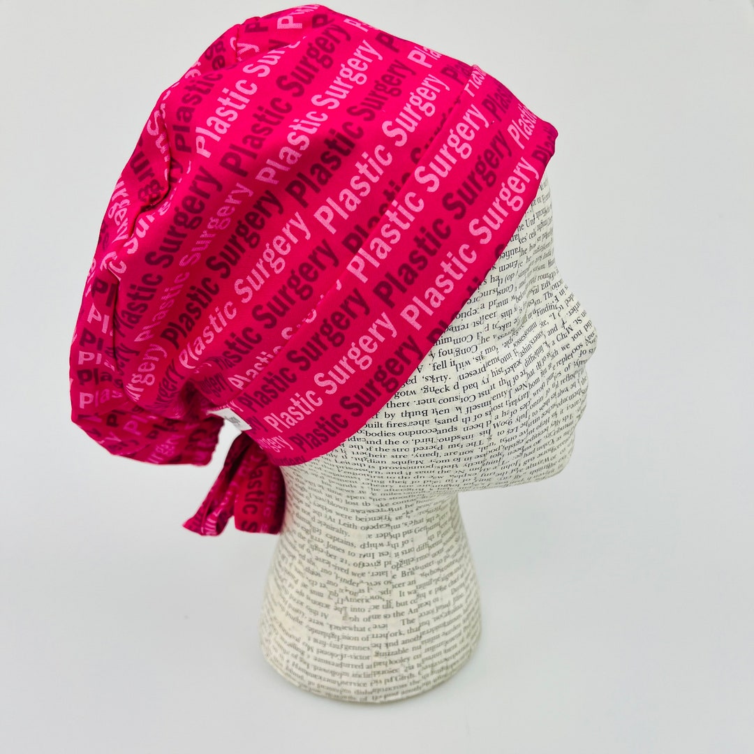 Scrub Hat by Kimkaps Surgical Hat Tie Back Scrub Cap Shades of Pink Plastic Surgery Title - Etsy