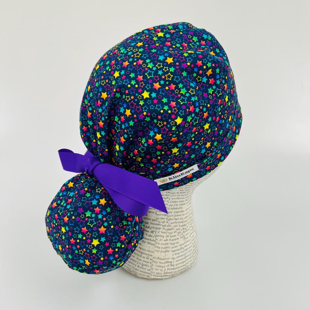 Scrub Hat by Kimkaps Surgical Hat Ponytail Scrub Cap Ribbon Scrub Hat Blue Yellow Purple Green ...
