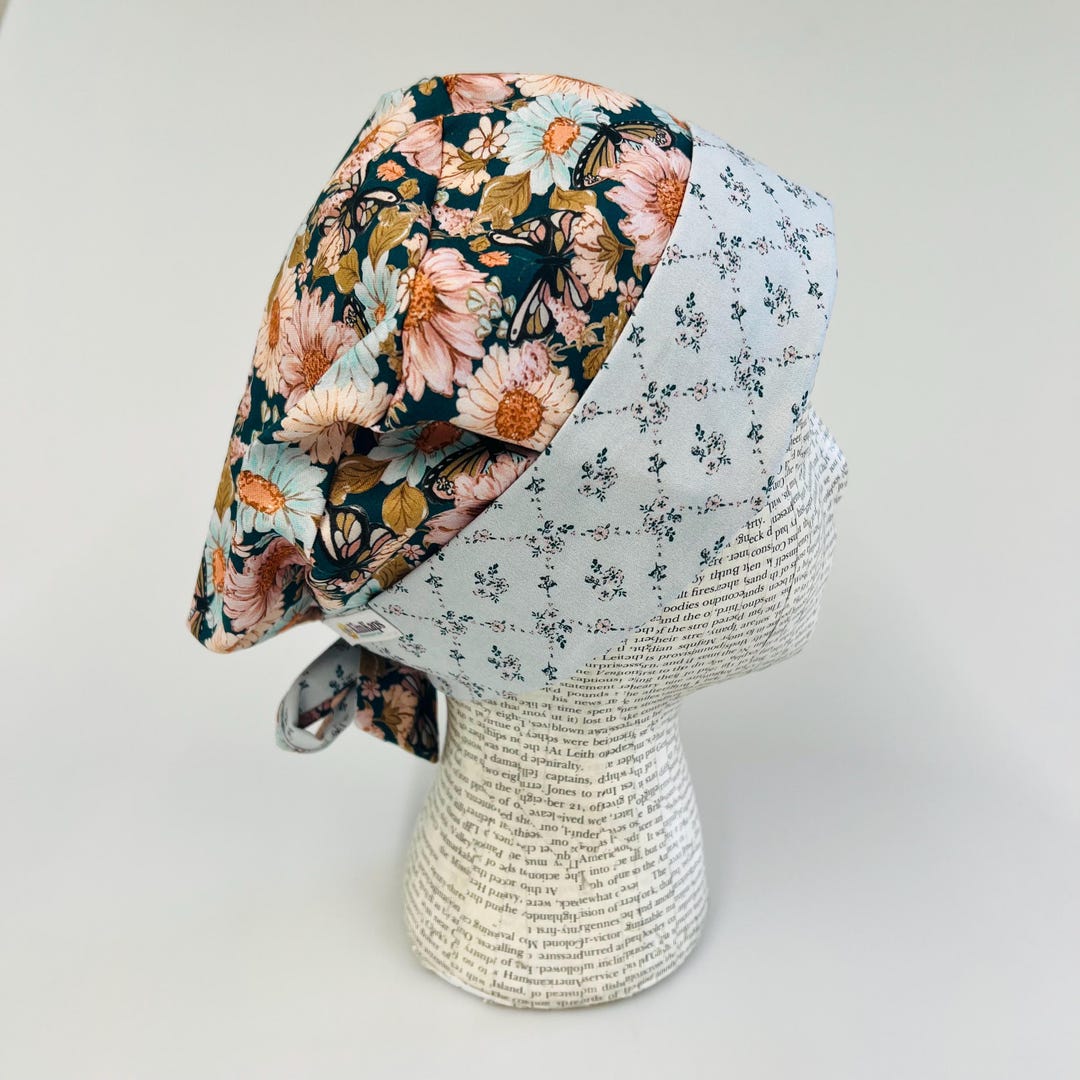 Scrub Hat by Kimkaps Surgical Hat Tie Back Scrub Cap Green Teal Peach ...