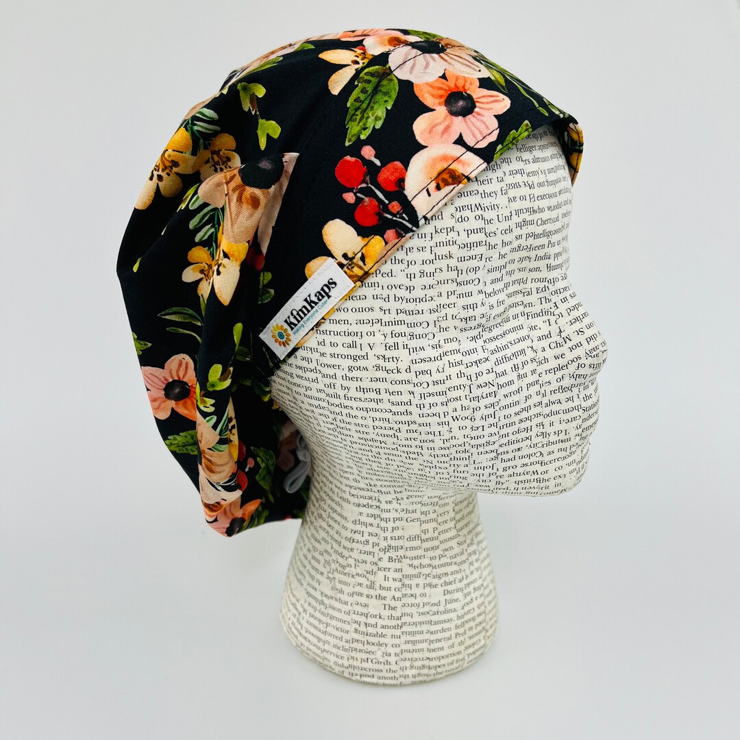 Scrub Hat by Kimkaps Surgical Hat Bouffant Scrub Cap Traditional Bouffant Black Pink Coral Green ...