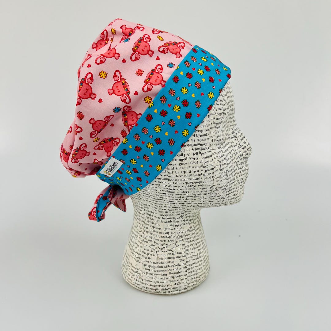 Scrub Hat by Kimkaps Surgical Hat Tie Back Scrub Cap Pink Blue Uteruses ...