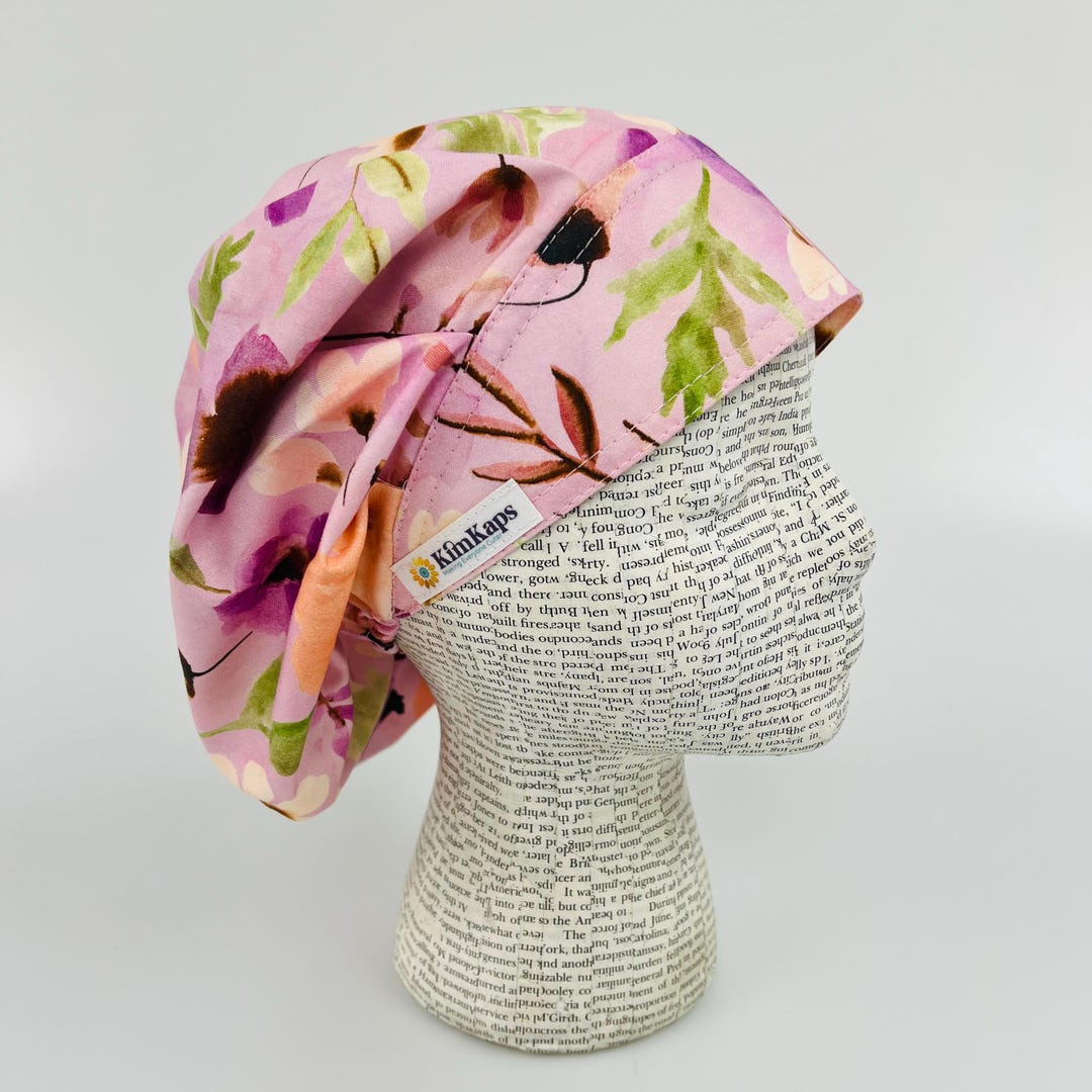Scrub Hat by Kimkaps Surgical Hat Bouffant Scrub Cap Traditional Bouffant Pink Purple White ...