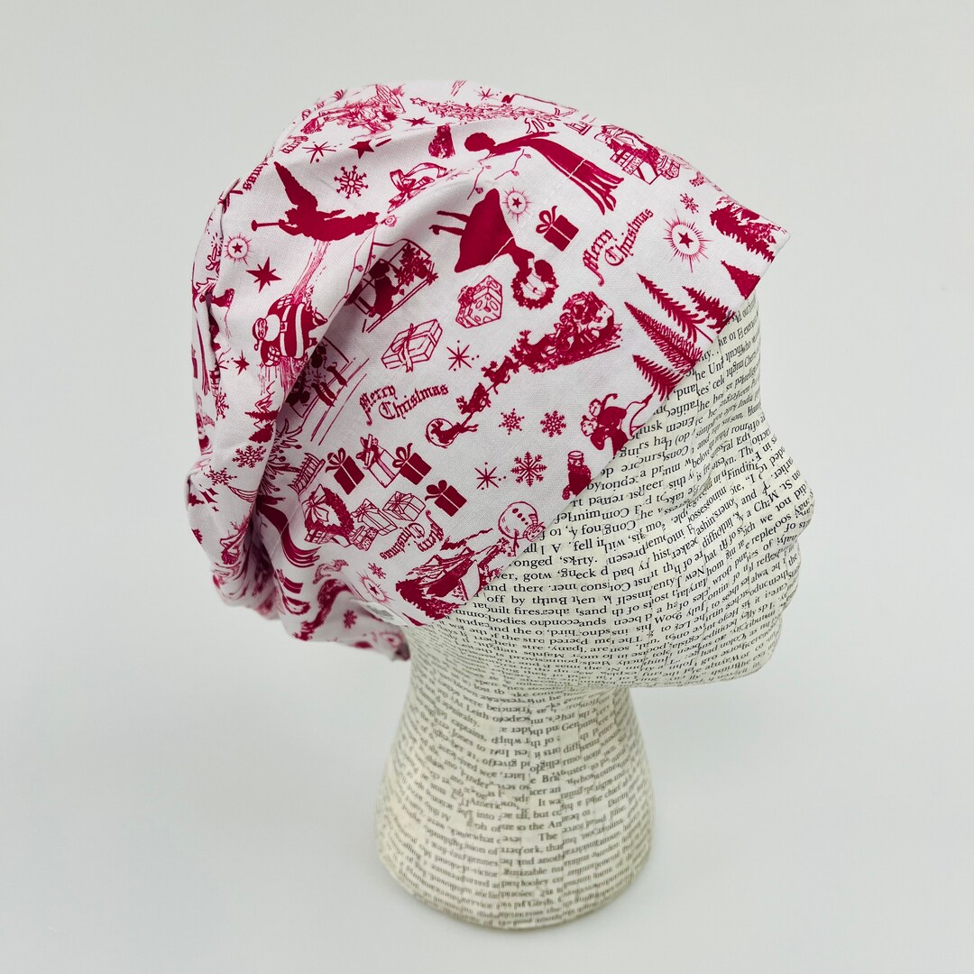 Scrub Hat by Kimkaps Surgical Hat European Scrub Cap Sale Bargain Clearance White Red Vintage ...