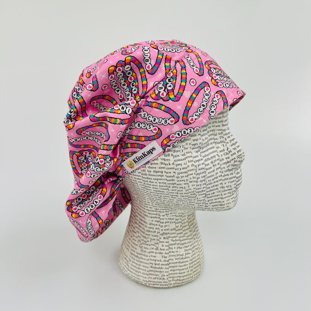 Scrub Hat by Kimkaps Surgical Hat Bouffant Scrub Cap Traditional Bouffant Pink White Purple Teal ...
