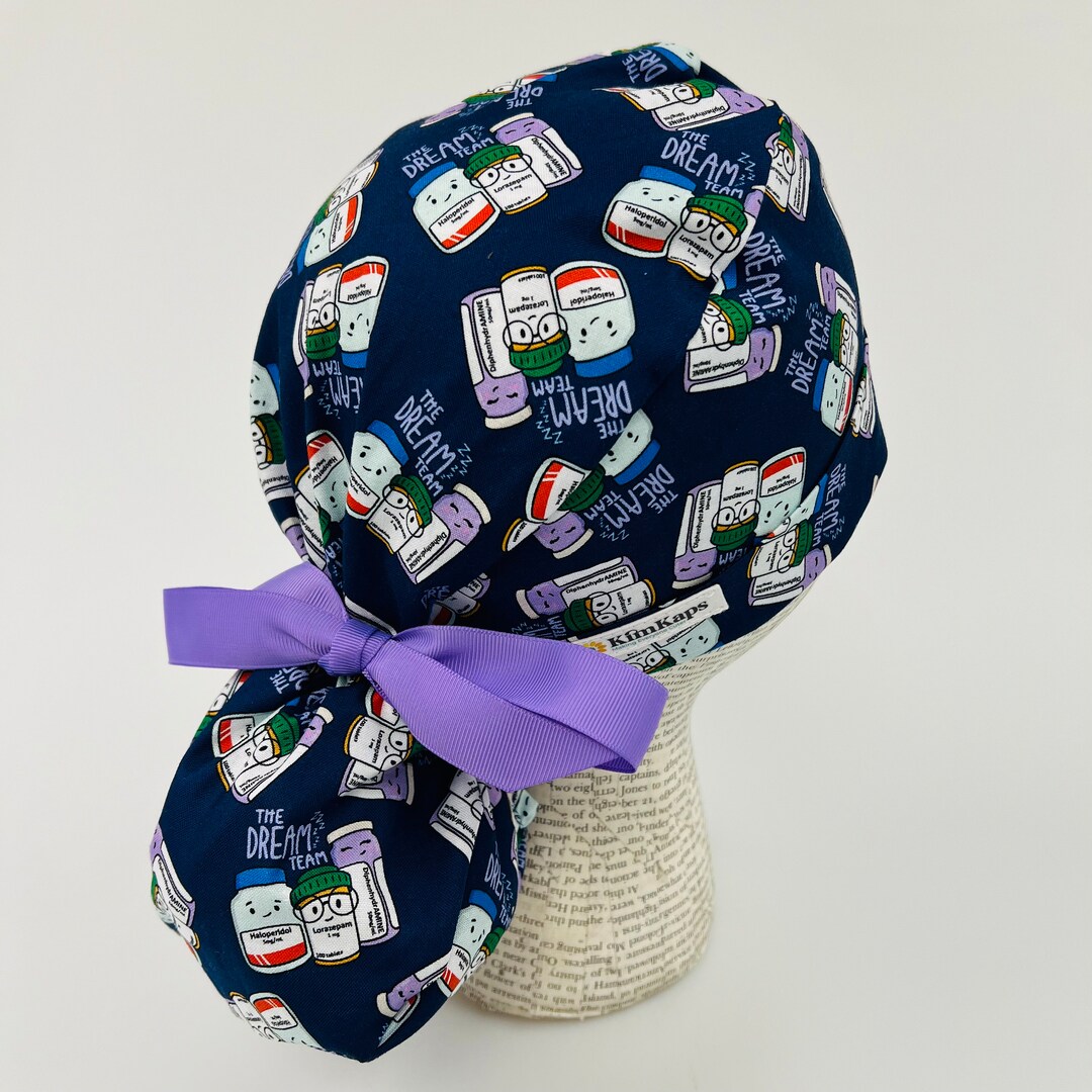Scrub Hat by Kimkaps Surgical Hat Ponytail Scrub Cap Ribbon Scrub Hat Purple White Green "dream ...