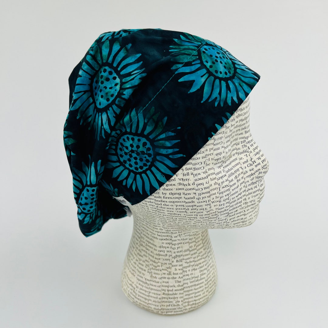 Scrub Hat by Kimkaps Surgical Hat European Scrub Cap Green Teal Flowers ...