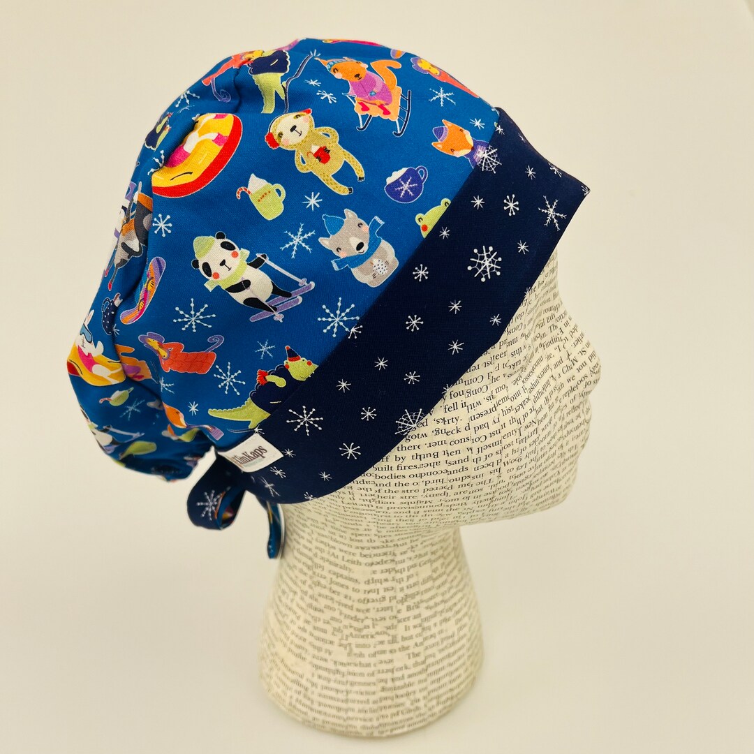 Scrub Hat by Kimkaps Surgical Hat Tie Back Scrub Cap Sale Bargain Clearance Blue White Pink ...