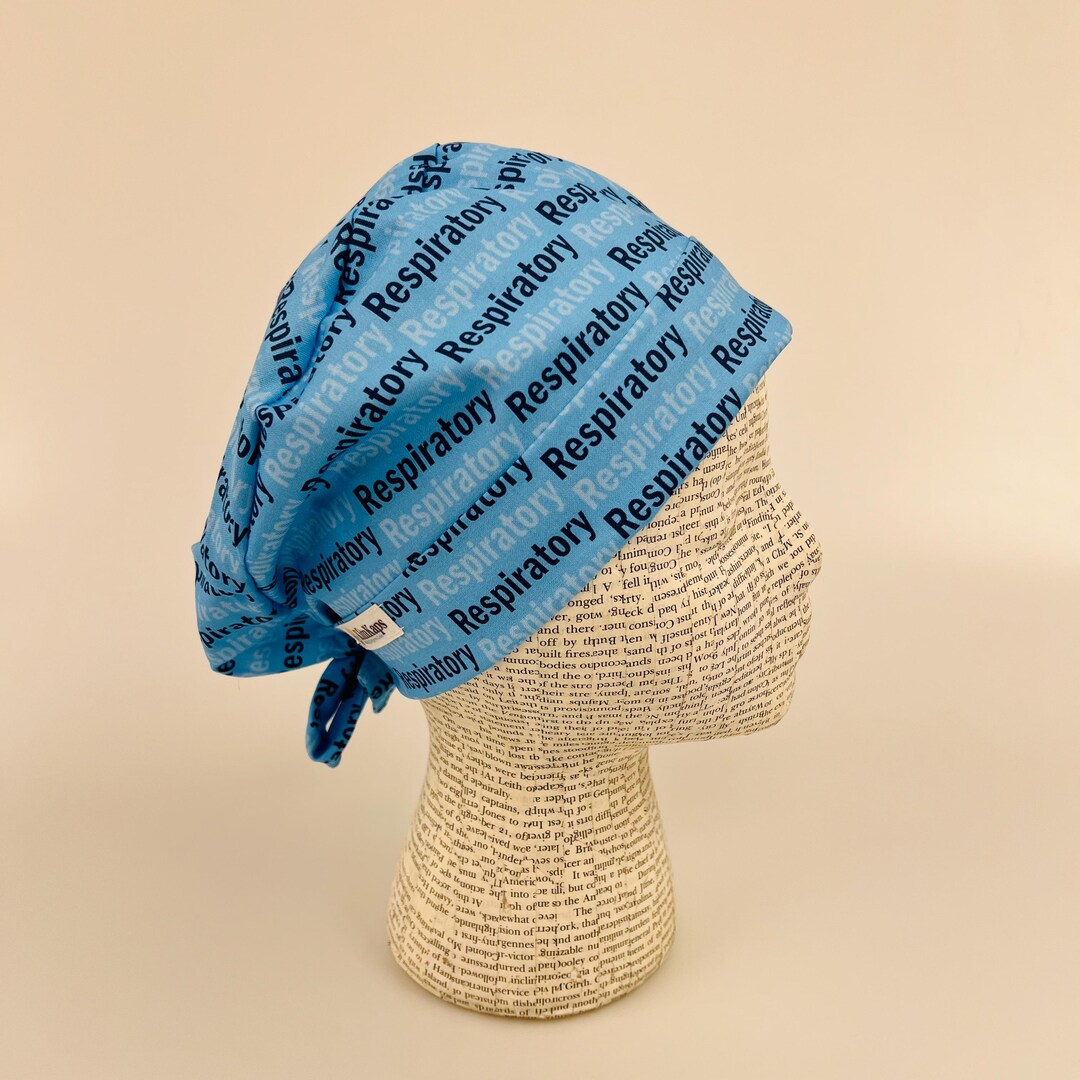 Scrub Hat by Kimkaps Surgical Hat Tie Back Scrub Cap Shades of Blue Respiratory Title - Etsy