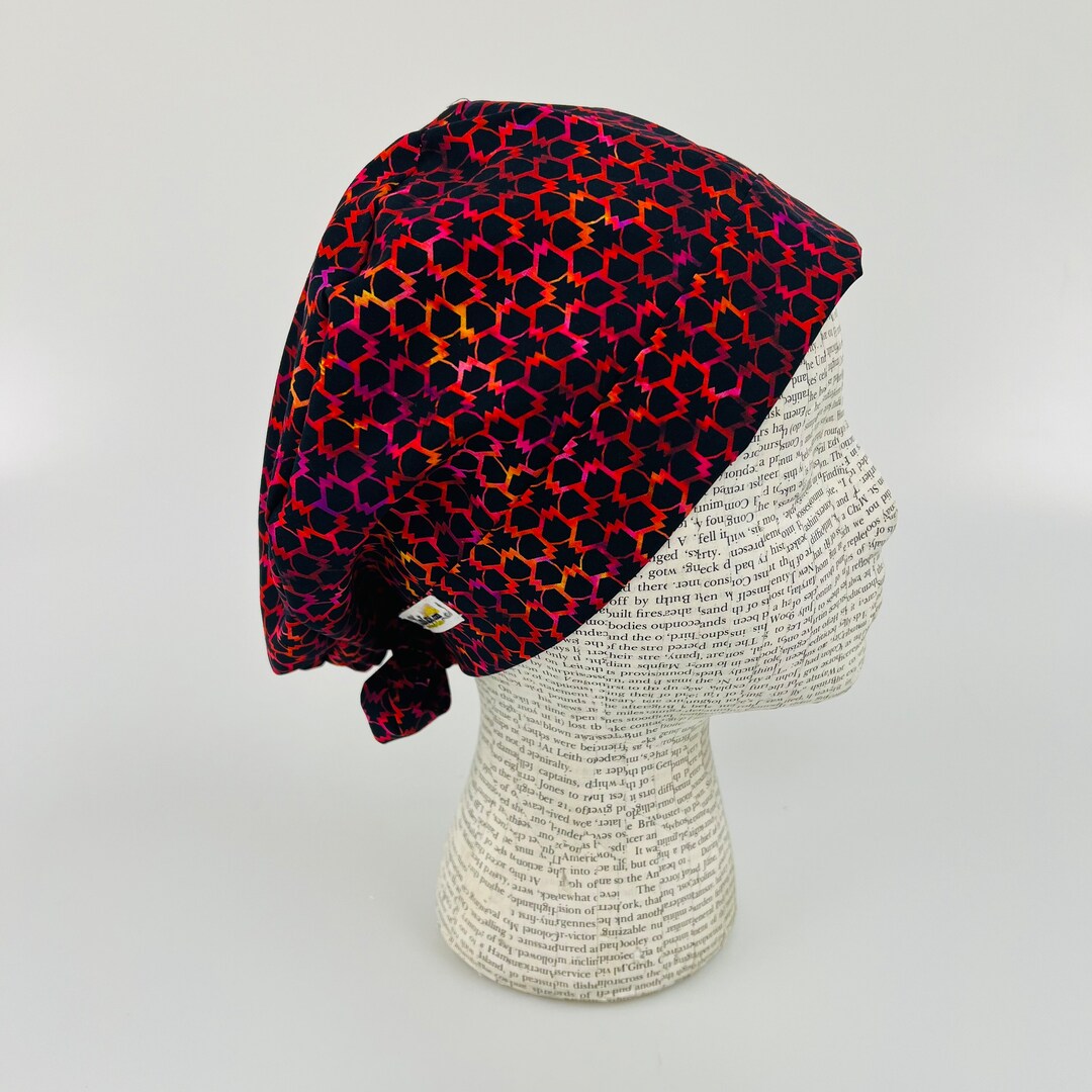 Scrub Hat by Kimkaps Surgical Hat Tie Back Scrub Cap Black Red Purple ...