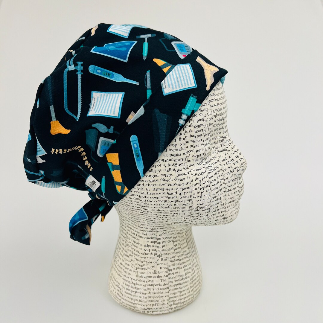 Scrub Hat by Kimkaps Surgical Hat Tie Back Scrub Cap Blue Green Ortho ...