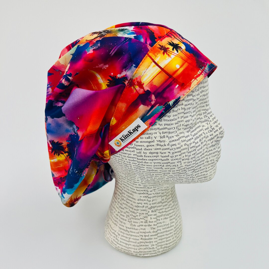 Scrub Hat by Kimkaps Surgical Hat Bouffant Scrub Cap Traditional Bouffant Purple Pink Orange ...