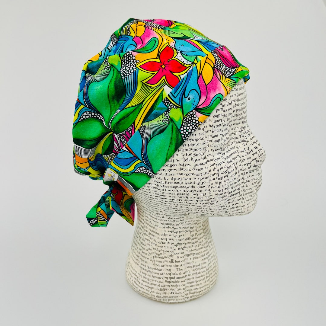 Scrub Hat by Kimkaps Surgical Hat Tie Back Scrub Cap Green Pink Blue ...