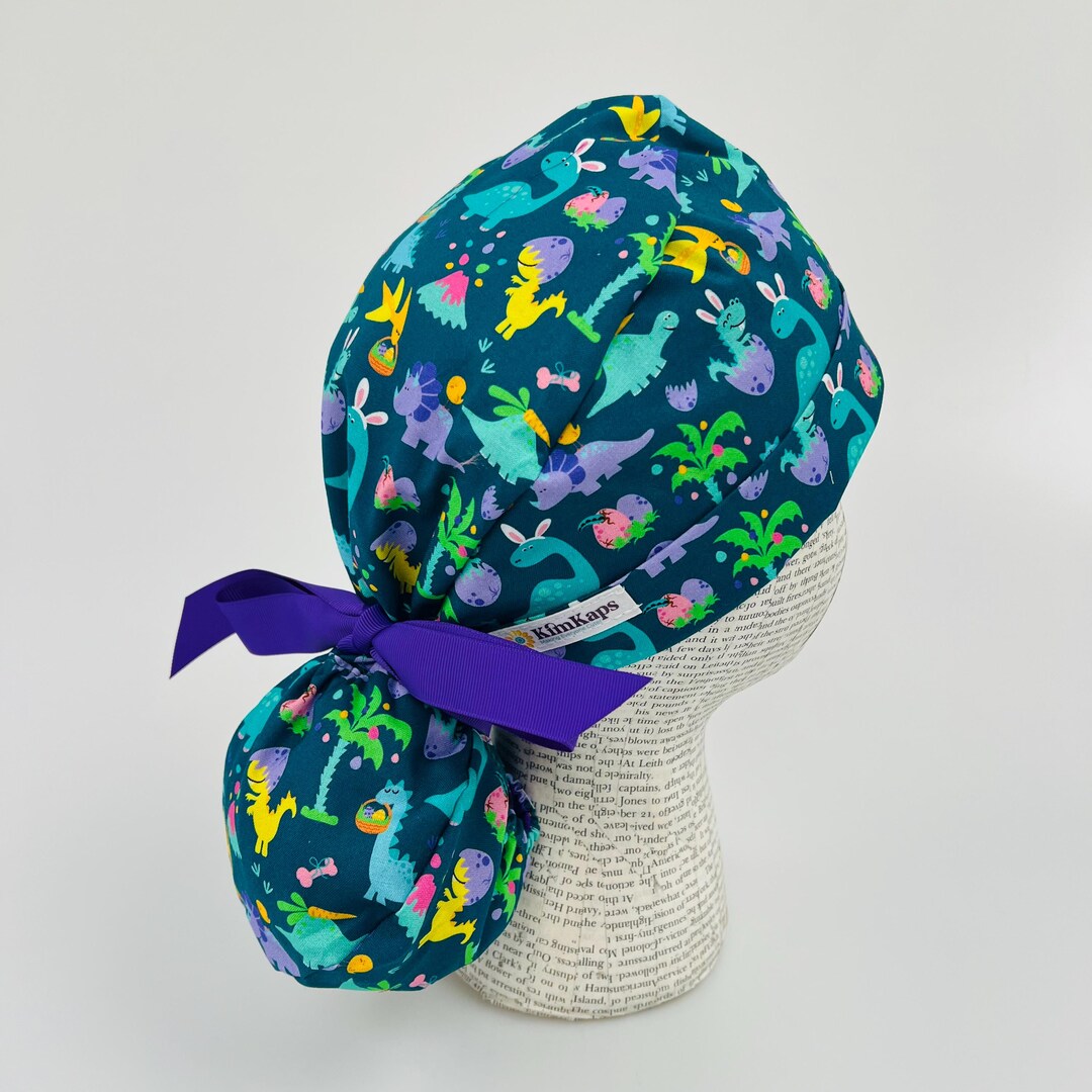 Satin Lined Scrub Hat by Kimkaps Surgical Hat Ponytail Scrub Cap Ribbon Scrub Hat Sale Bargain ...