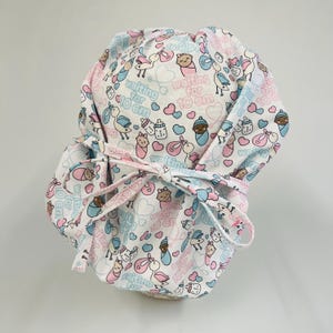 Scrub Hat by Kimkaps Surgical Hat Bouffant Scrub Cap Bouffant With Ties Pink Blue Babies Storks ...